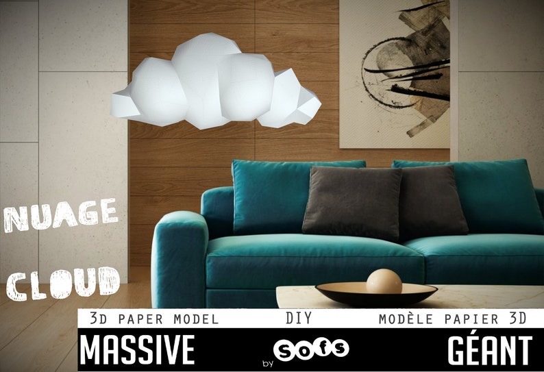 Cloud Full 3D Papercraft. Big - Option to Print on A3 Size Cardstock ...