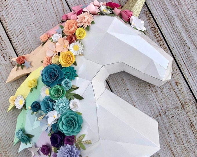 Unicorn 3D Papercraft Model. Downloadable DIY Template - Etsy Israel