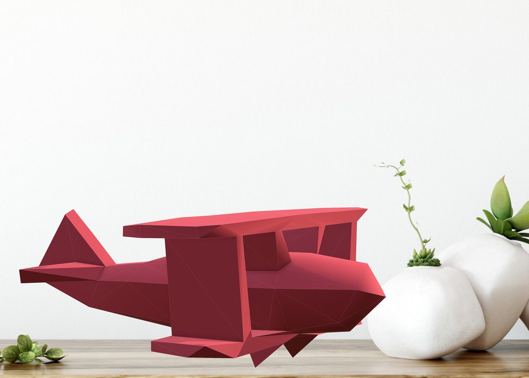 Airplane 3D Papercraft, Lowpoly Paper, Get SVG DXF PDF Digital File ...