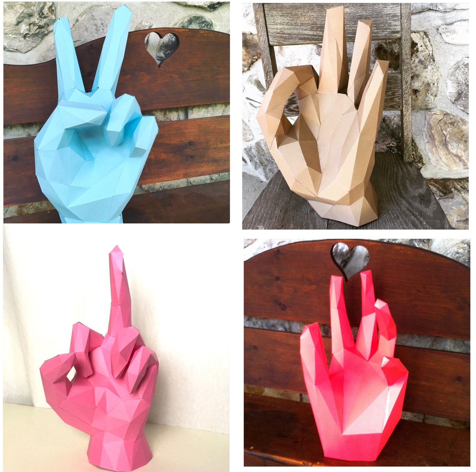 Hand Bundle Papercraft. You Get 4 PDF Digital Templates and ...