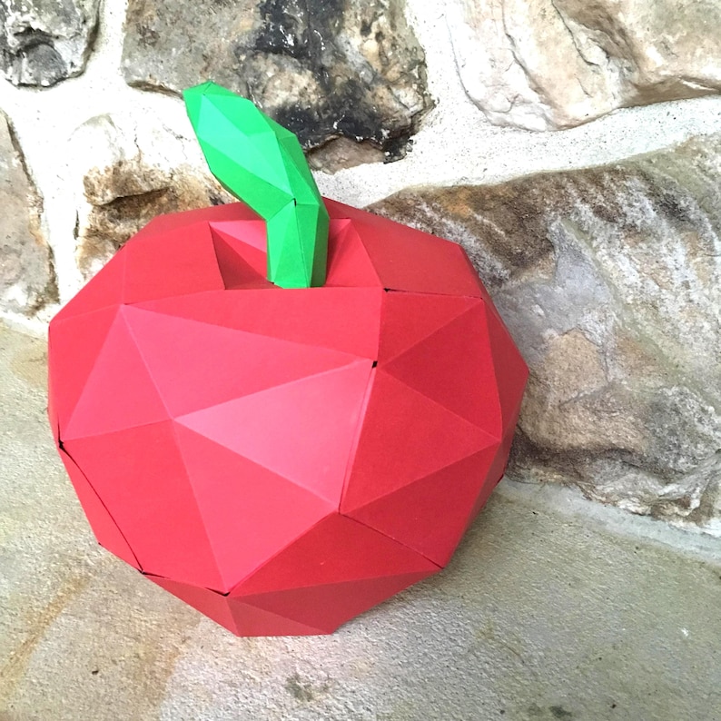 Apple 3D Papercraft. You Get a PDF and SVG Digital Template and ...