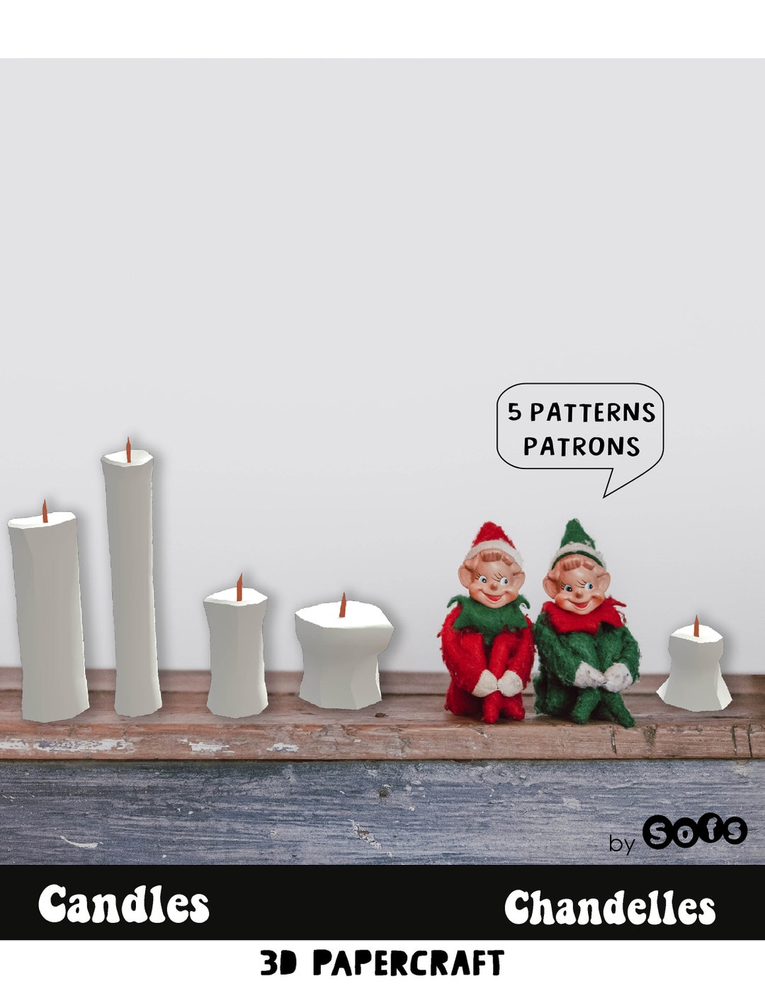Candles 3D Papercraft. You Get a PDF & SVG Improved Digital - Etsy