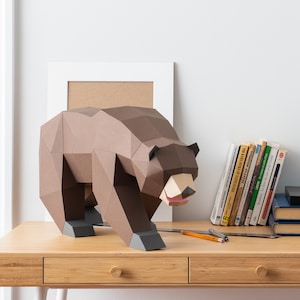 Brown Grizzly Bear 3d Papercraft. You Get SVG, and PDF Digital File ...