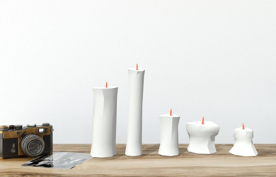 Candles 3D Papercraft. You Get a PDF & SVG Improved Digital File ...