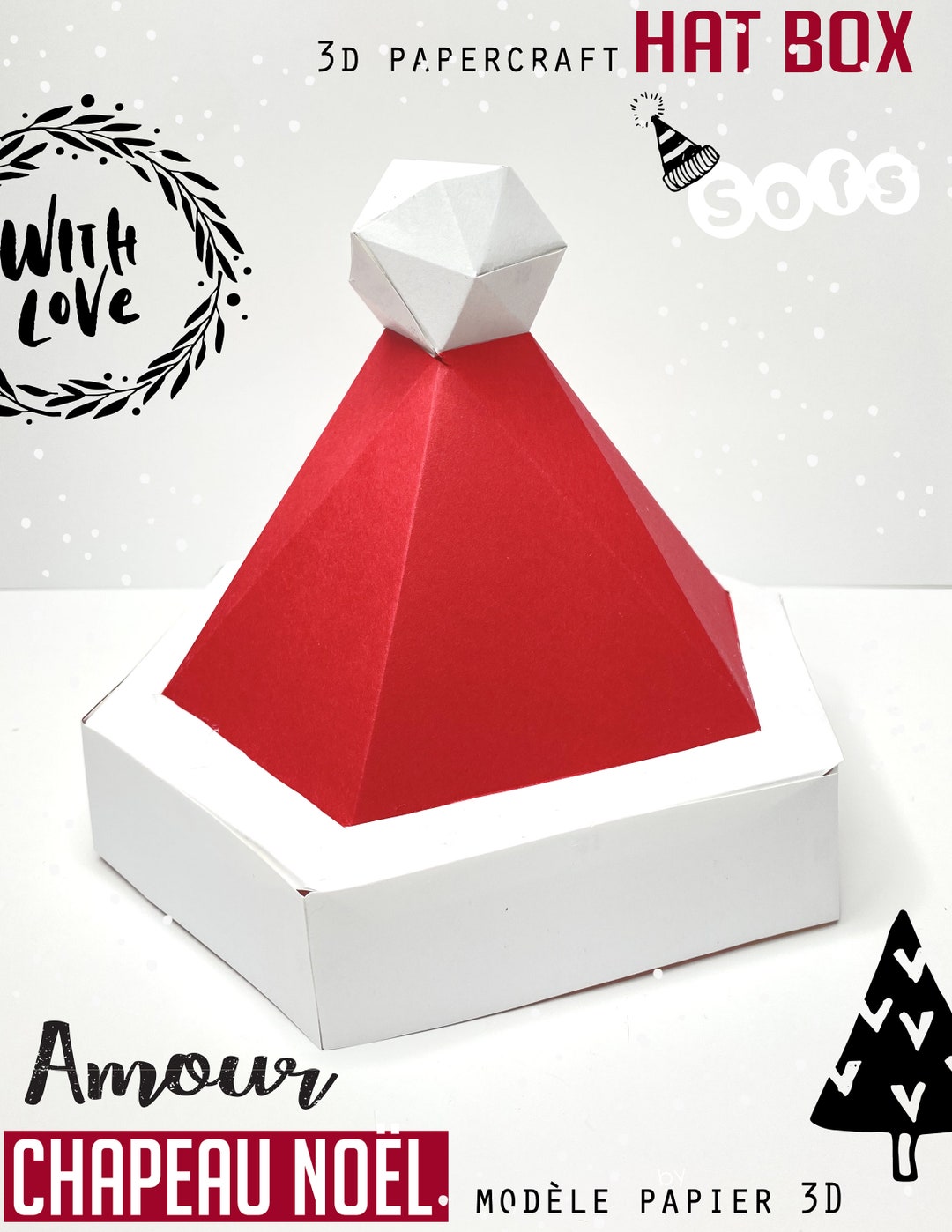 Santa's Mini Hat Box. You Get SVG File, PDF Digital Pattern With ...