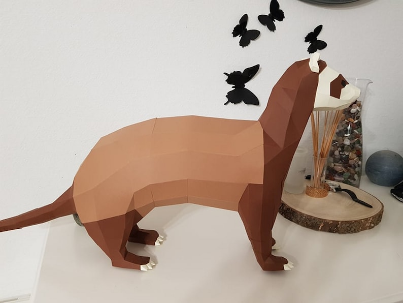 Ferret Papercraft Lowpoly Paper Animals Get PDF Digital File | Etsy