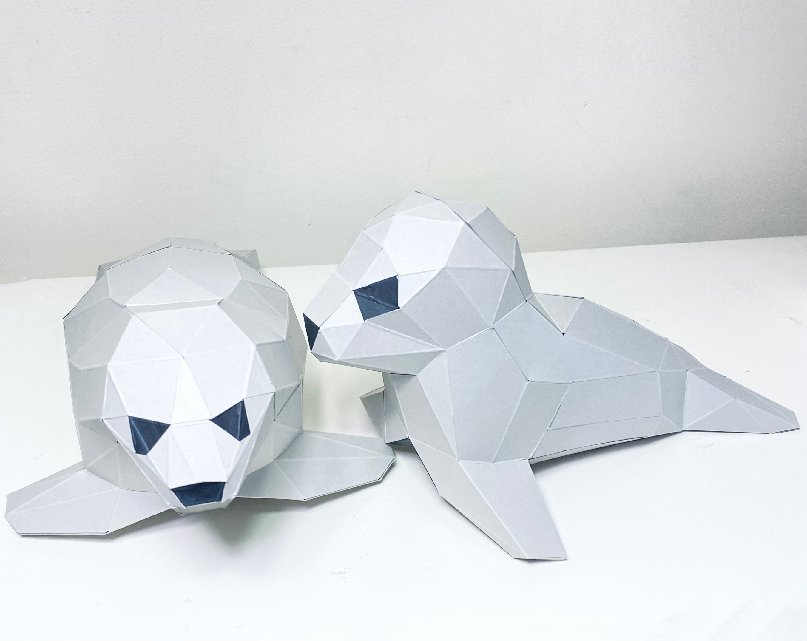 Seal 3D Papercraft, 2 Models Included. Lowpoly Paper, Get PDF Digital ...