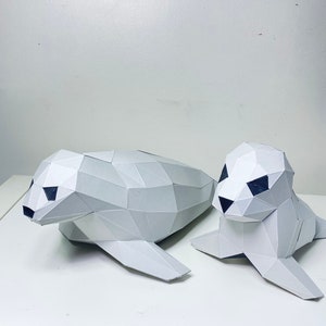 Seal 3D Papercraft, 2 Models Included. Lowpoly Paper, Get PDF Digital ...