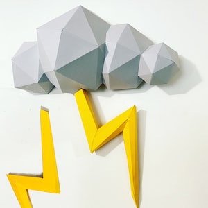 Lightning Cloud and Lightning Bolt 3d Papercraft. You Get SVG and PDF ...