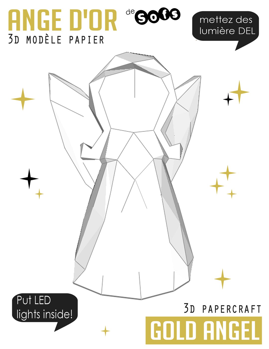 Angel 3d Papercraft. You Get a PDF Digital File With Templates and ...