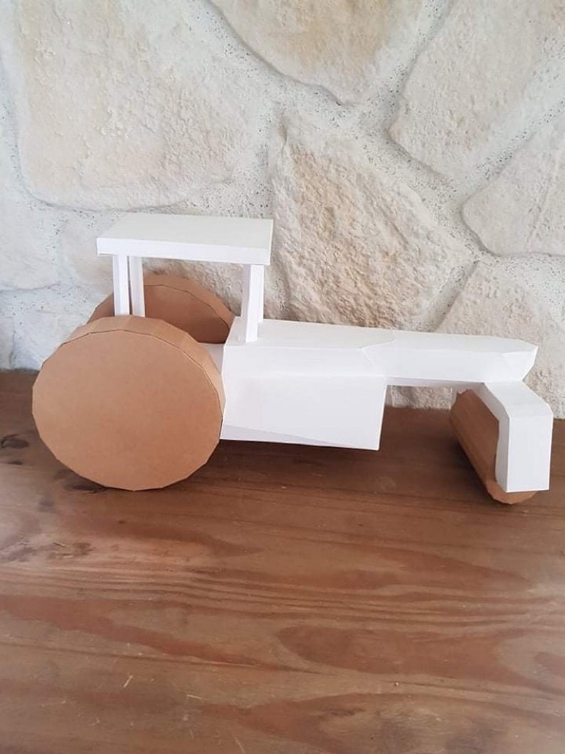 Tractor 3D Papercraft. From Wooden Toy Series Lowpoly Paper - Etsy