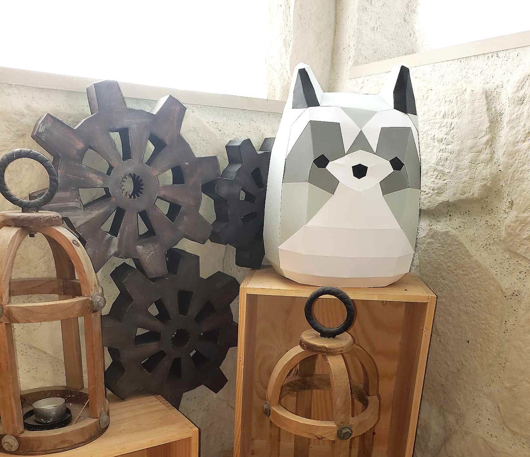 Round Raccoon 3D Papercraft. You Get an SVG, DXF, PDF Digital File ...