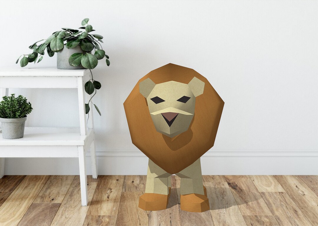 Baby Lion, Young Lion 3D Papercraft. You Get a PDF Digital File ...