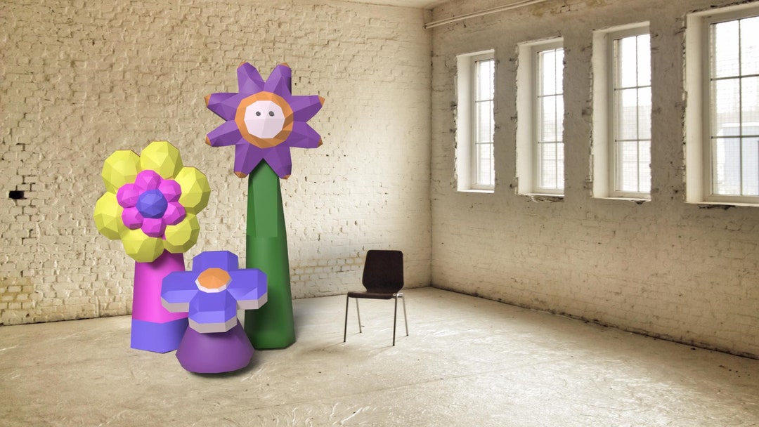3D Flowers Bloom Large 3D Papercraft. Set of 3 Large Flowers. You Get ...