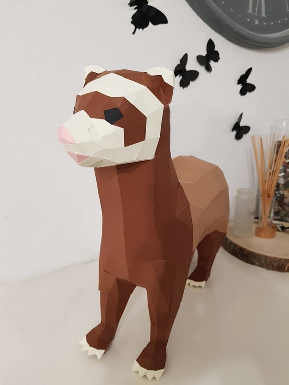 Ferret Papercraft Lowpoly Paper Animals Get PDF Digital File | Etsy