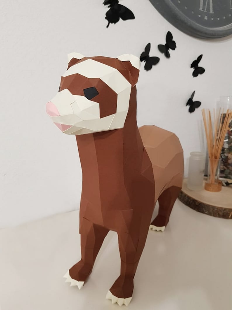 Ferret Papercraft Lowpoly Paper Animals Get PDF Digital File | Etsy