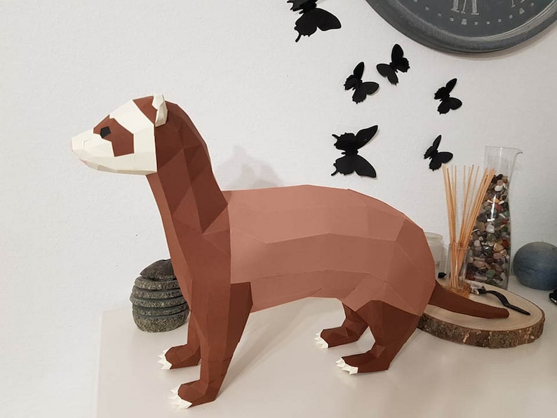 Ferret Papercraft Lowpoly Paper Animals Get PDF Digital File | Etsy