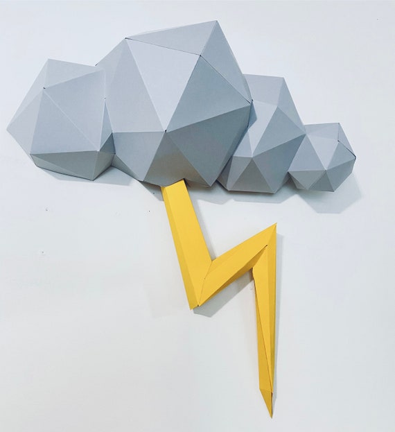 Lightning Cloud and Lightning Bolt 3d Papercraft. You Get SVG - Etsy ...