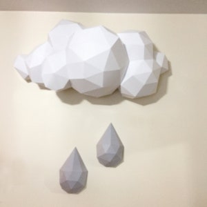 Cloud and Rain 3D Papercraft Model. You Get PDF Digital File Templates ...