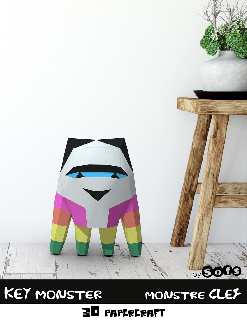 Monster Key 3D Papercraft Lowpoly Paper Get PDF Digital File - Etsy