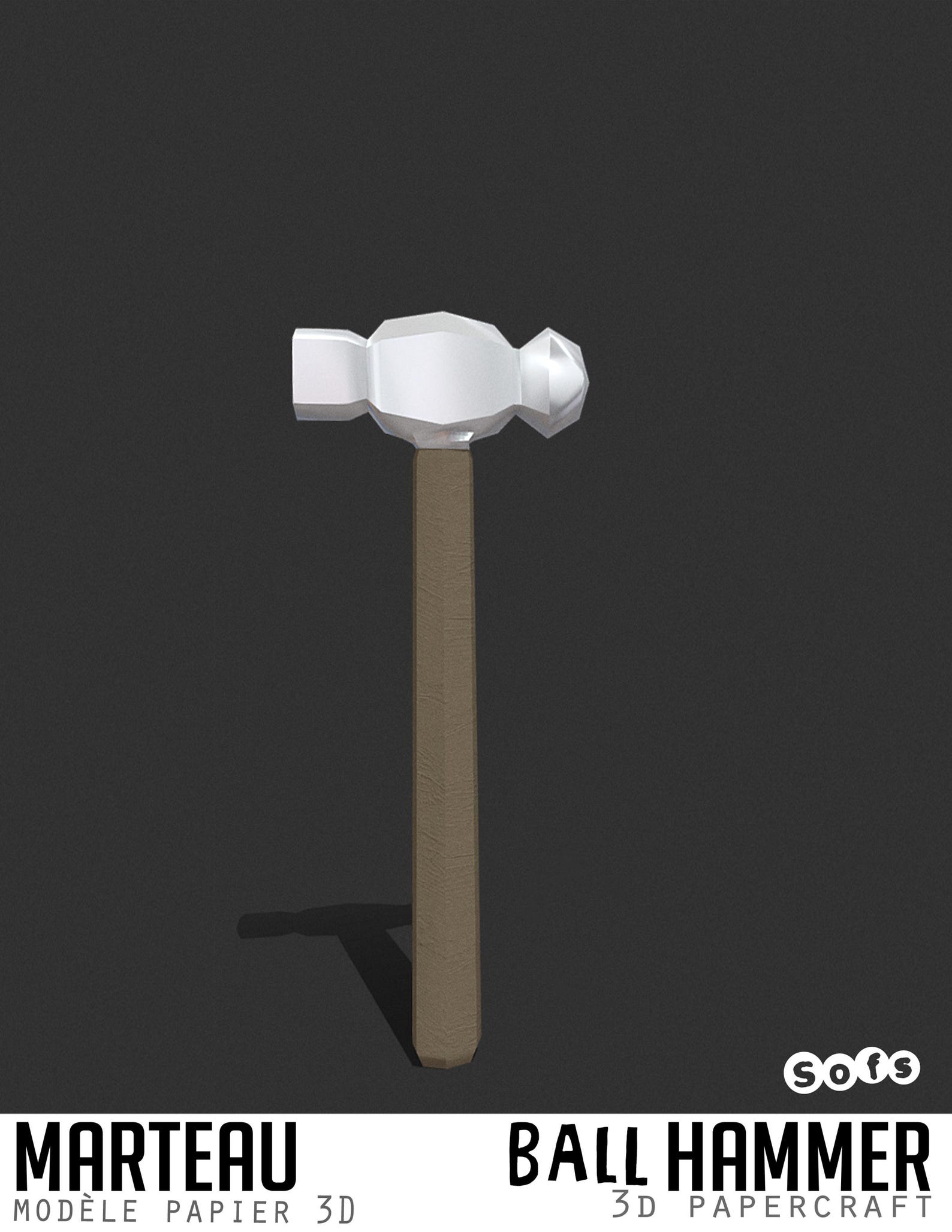 Ball Hammer 3D Papercraft. You Get PDF Digital Template and ...