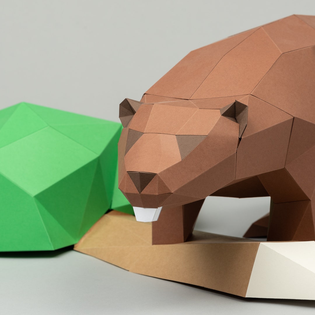 Beaver Couple 3D Papercraft. You Get SVG and PDF Digital File Templates ...