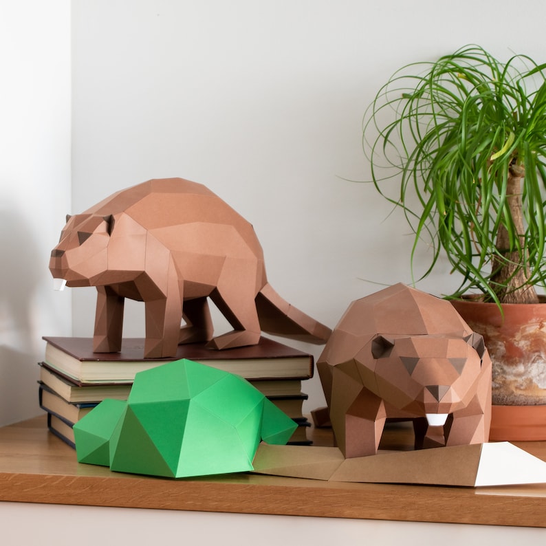 Beaver Couple 3D Papercraft. You Get SVG and PDF Digital File Templates ...