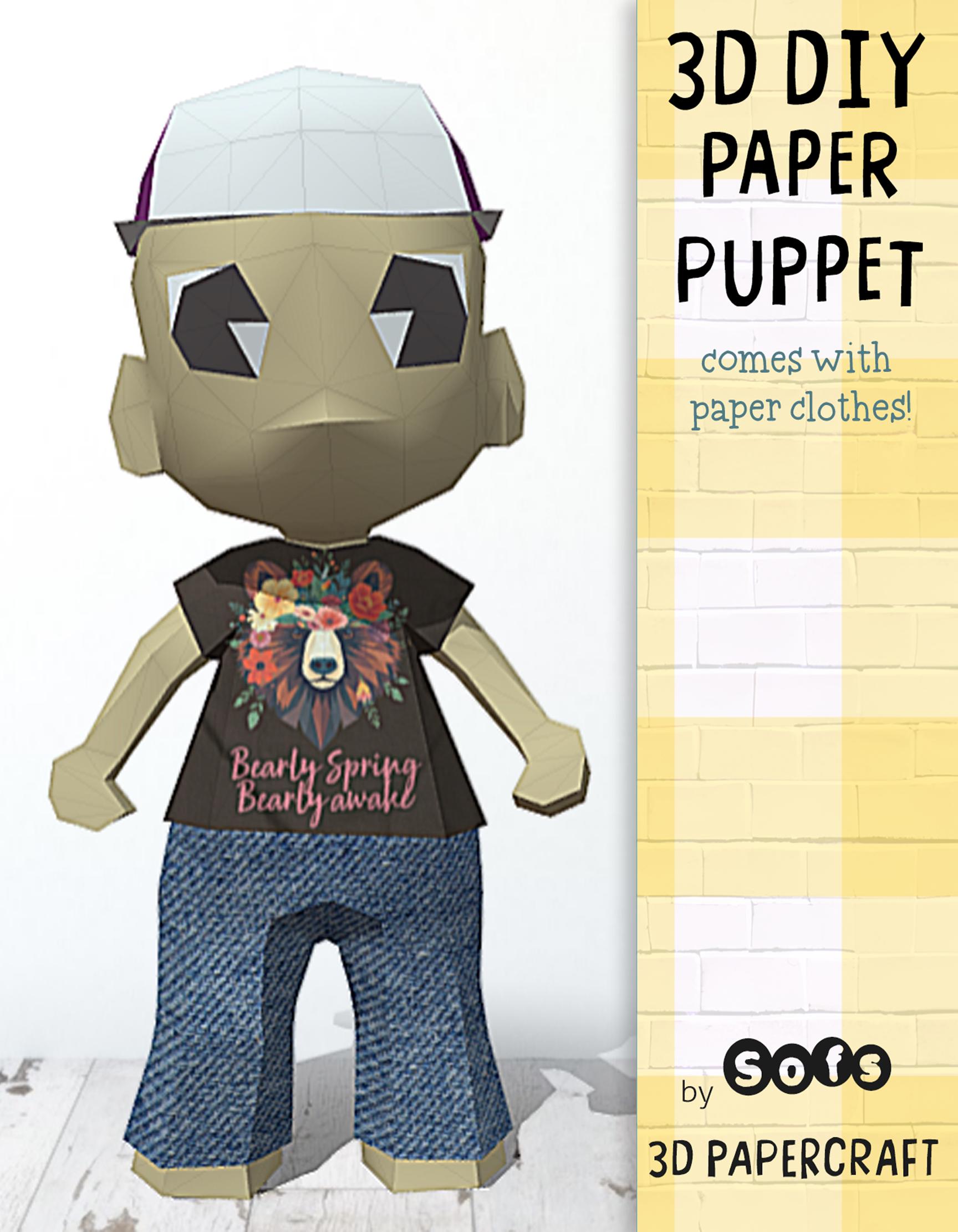 Paper Puppet, 3D Papercraft. Includes Starter Pack Outift Patterns. You ...