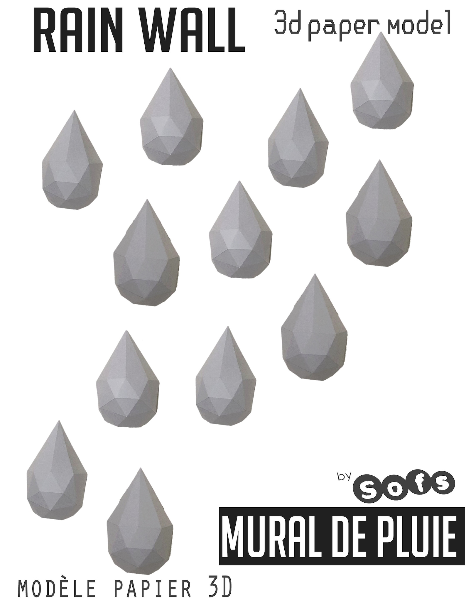 Raindrop 3d Papercraft Model. You Get SVG File and PDF Digital - Etsy