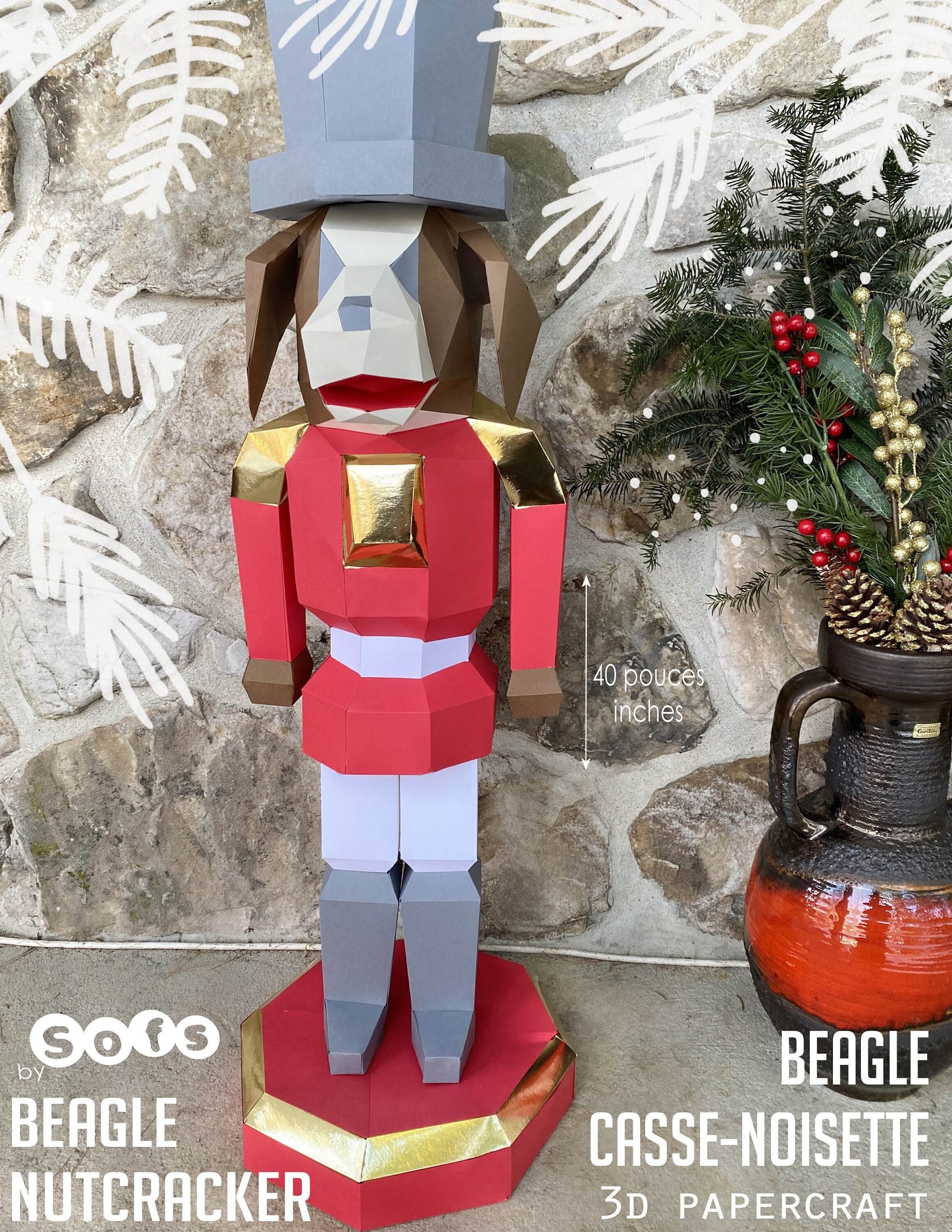 Nutcracker Beagle 3D Papercraft. DIY Dog Get PDF Digital File - Etsy