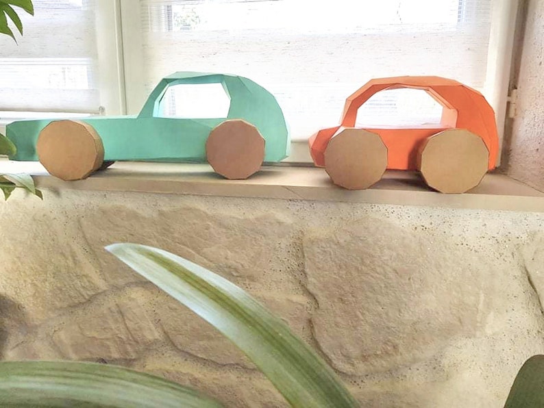 Small Car 3D Papercraft. Wooden Toy Series Lowpoly Paper Get - Etsy