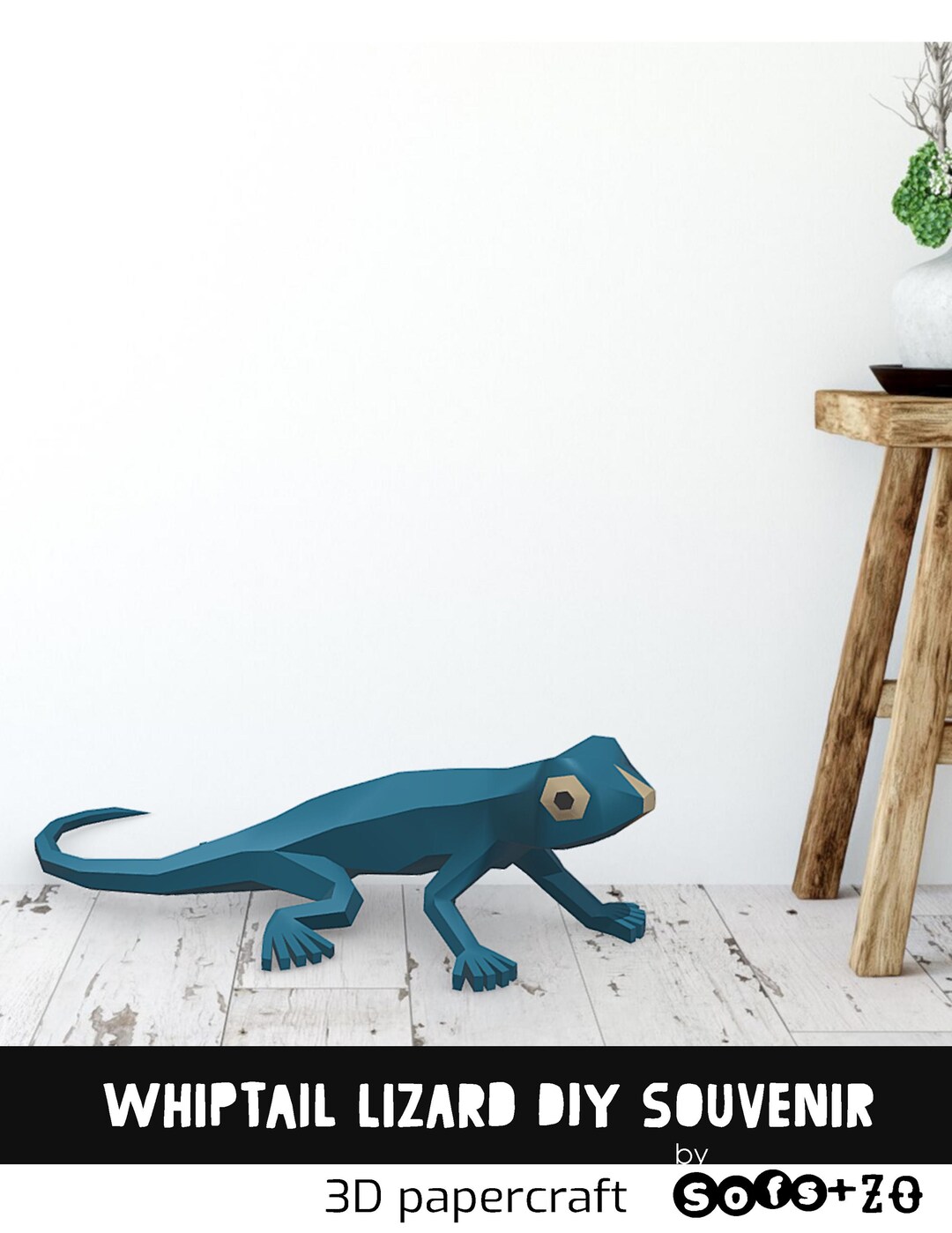Lizard Whiptail 3D Papercraft. You Get PDF Digital File Template and ...