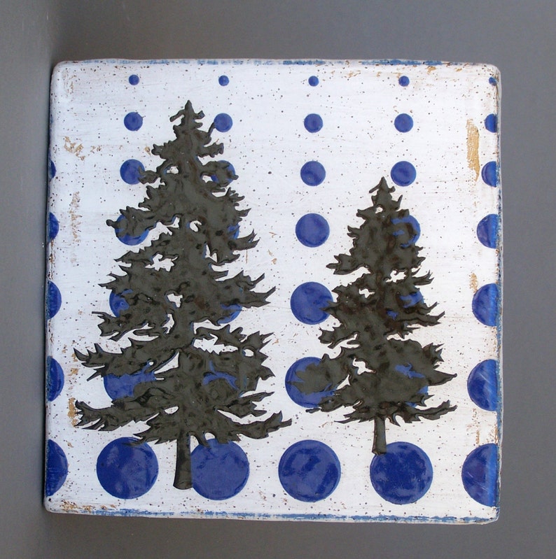 Ceramic Pine Tree Wall Tile | Etsy