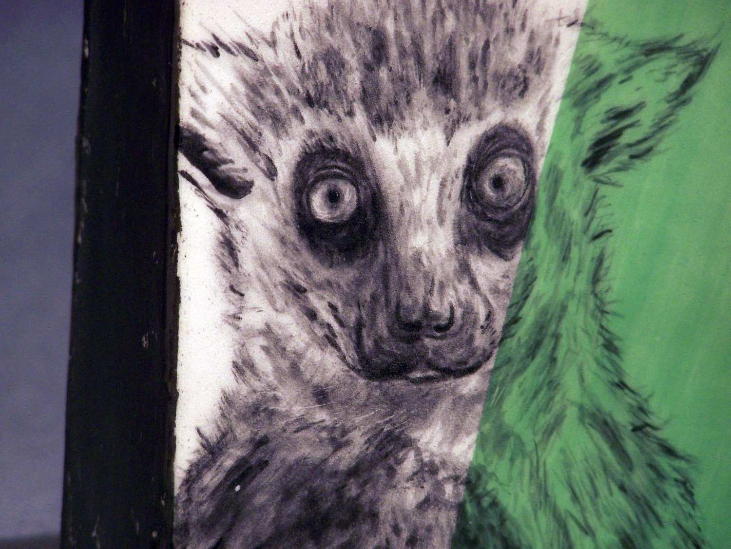 Hand Painted Lemur Portrait Wall Tile Light Green - Etsy