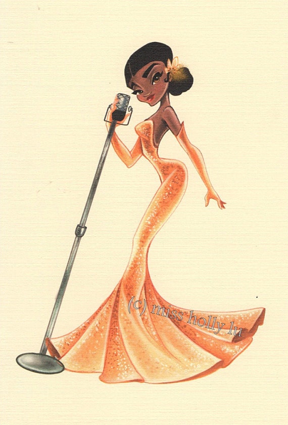 Greeting Card, Note Card, Lounge Singer, Yellow Gown, Jazz Singer ...