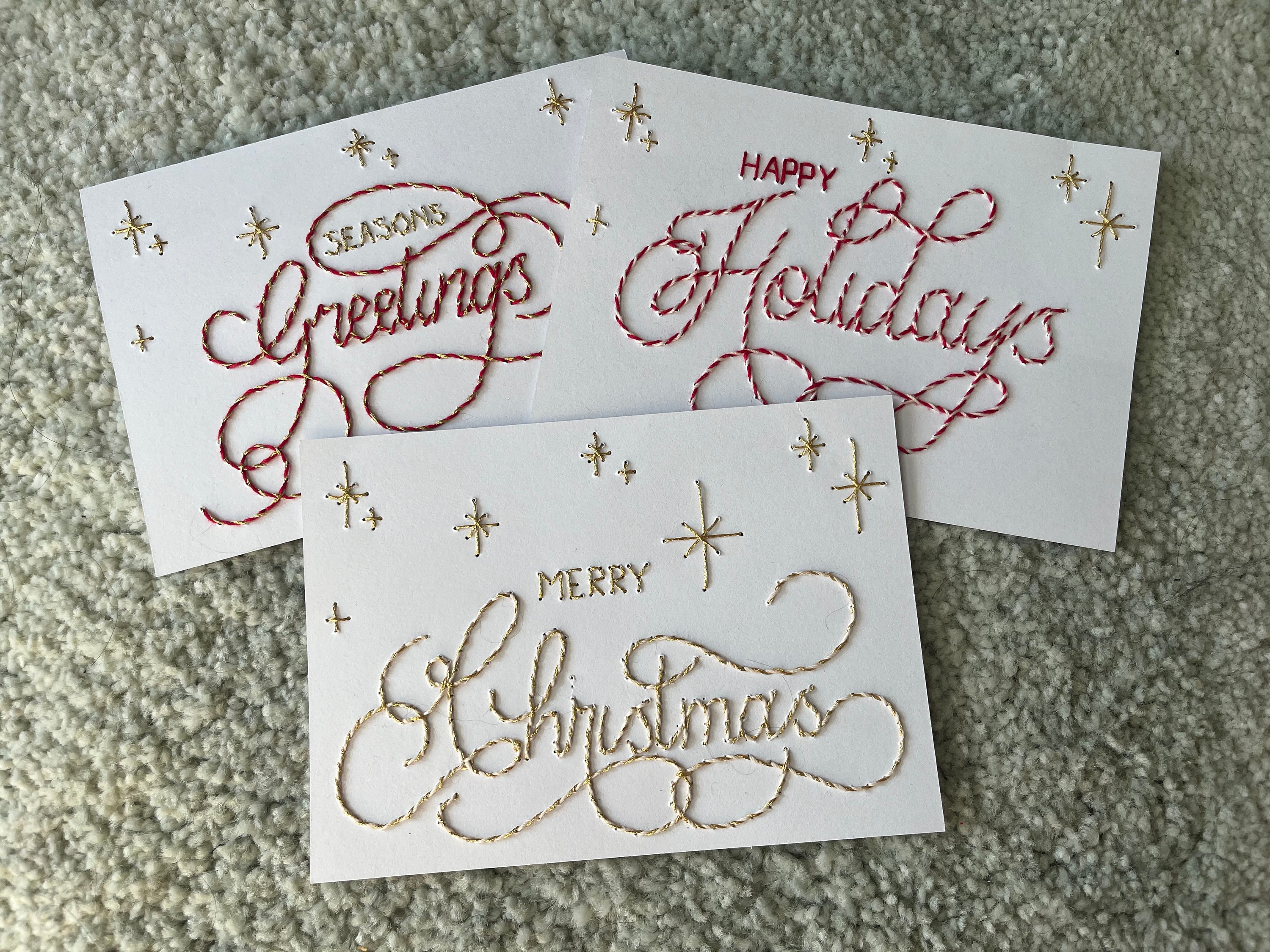 PDF Embroidery Card Pattern - 3 Greetings! - Etsy