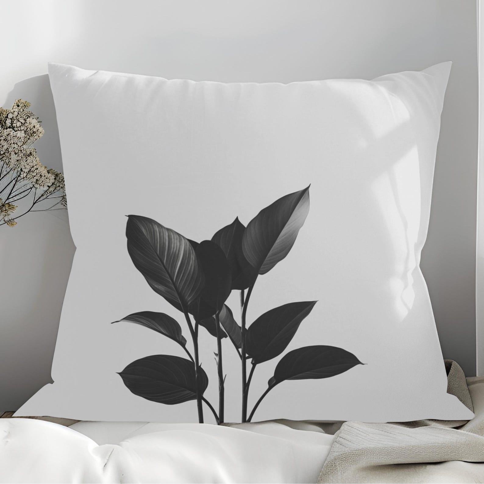 Monochromatic Botanical Bliss Pillow Modern Decor - Etsy