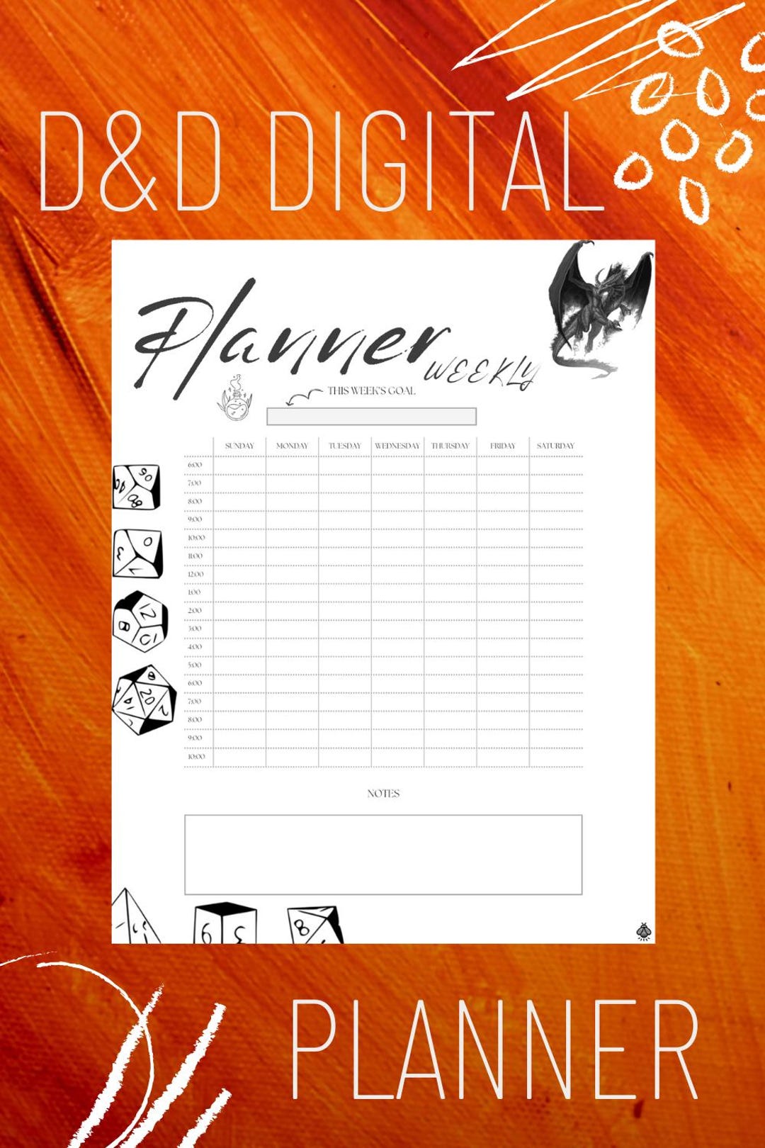 Printable Digital Weekly Planner Based on Dnd // Colour Your Own D&D ...