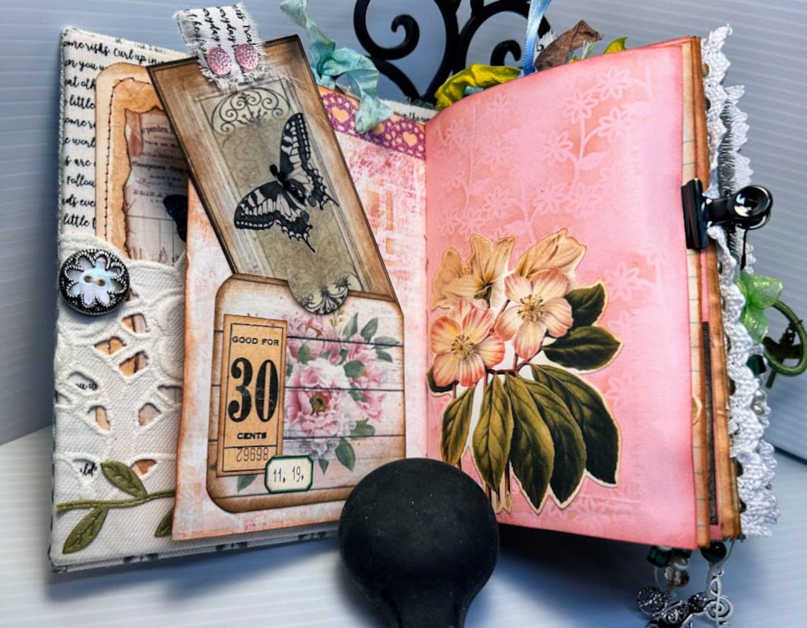 Flower Journal Handmade Fabric Cover One of a Kind - Etsy