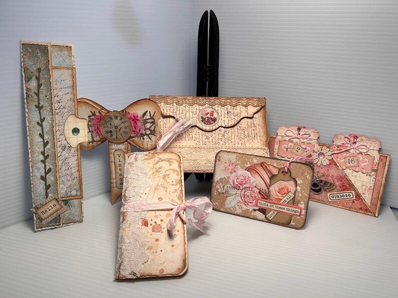 Handmade Ephemera Envelopes, Bow Paperclip, Handmade Booklet ...