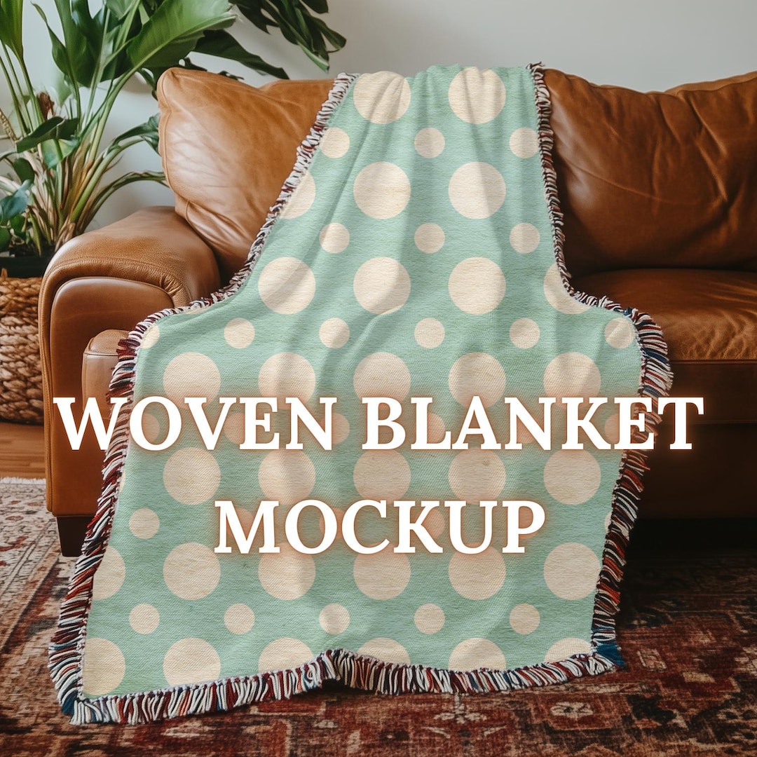 Rustic Woven Blanket Mockup Boho Throw Blanket PNG Template Cozy Home ...