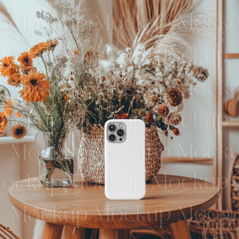 IPhone 16 Pro Mockup PNG Canva Overlay Phone Case Display Boho Mock up ...