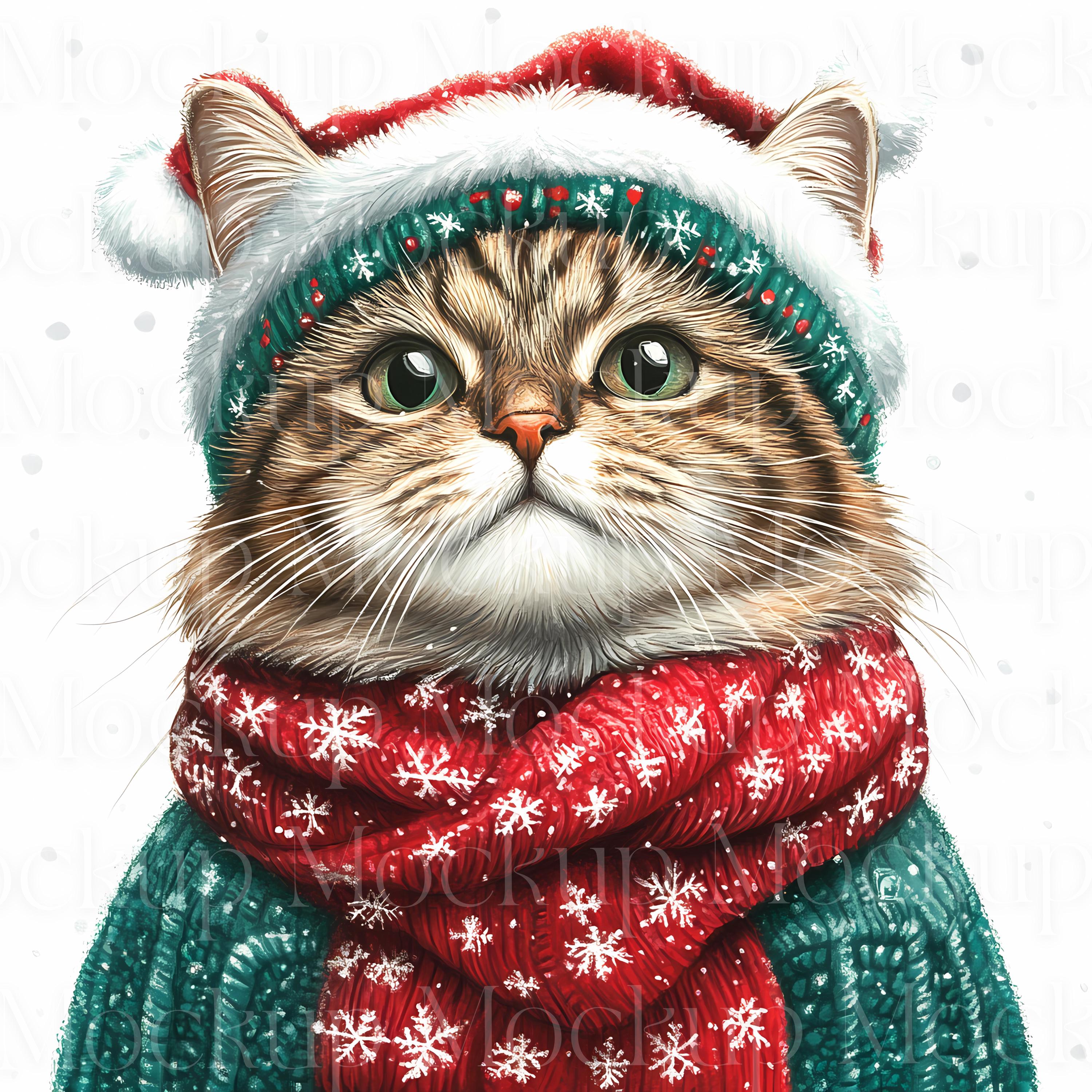 Cute Christmas Cats Clipart JPG Bundle 13 Christmas Cats for Holiday ...