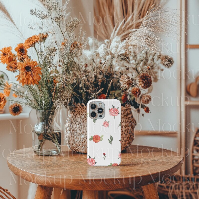 IPhone 16 Pro Mockup PNG Canva Overlay Phone Case Display Boho Mock up ...