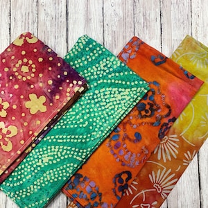 Boho Cloth Napkins- Colorful Batik Print- Set of 6- Double Sided ...
