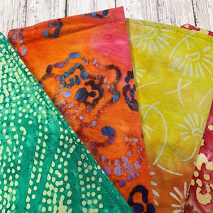 Boho Cloth Napkins- Colorful Batik Print- Set of 6- Double Sided ...