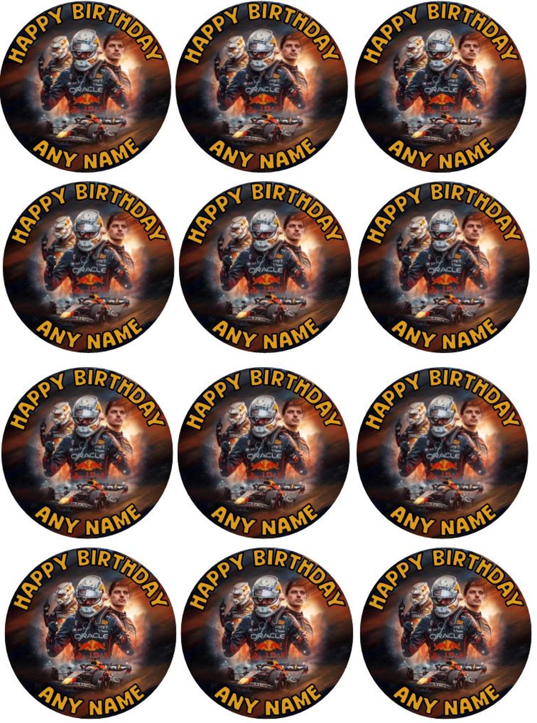 12 Personalised Max Verstappen Birthday Cupcake Cake Topper Edible ...
