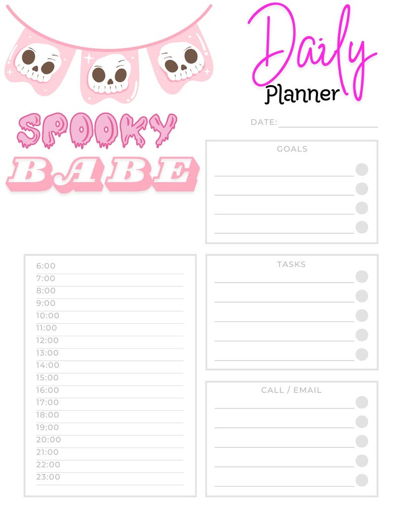 Spooky Babe Daily Planner Templates - Etsy