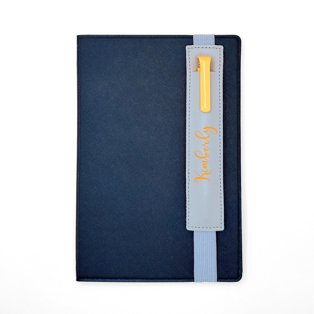Personalized Eco Leather Pen Holder for Notepad Elastic Pencil Cover ...