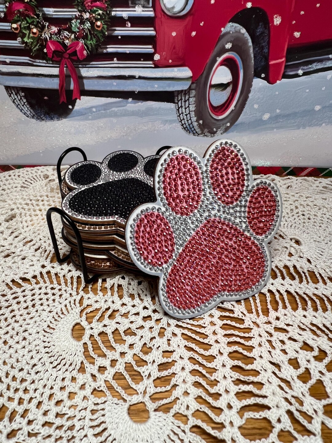 Set of 10 Paw Print Diamond Painting Coasters - Etsy